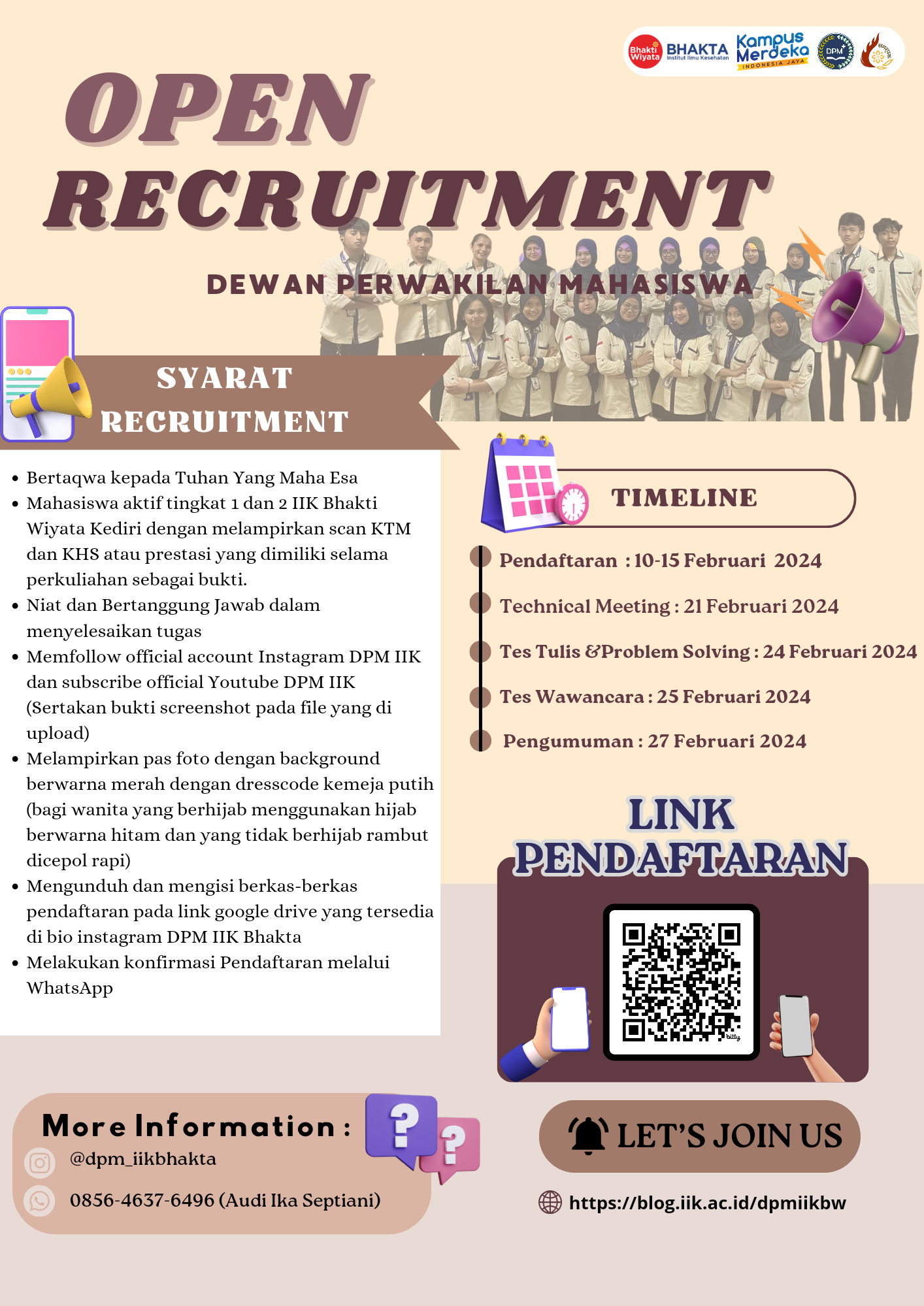 OPEN RECRUITMENT DPM IIK BHAKTI WIYATA – DPM IIK BW